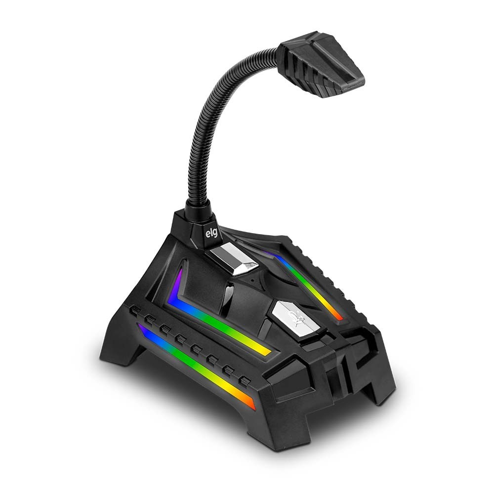 Microfone Gamer 1.5M, ELG, HGON, Unidirecional, entrada USB 2.0, RGB ...