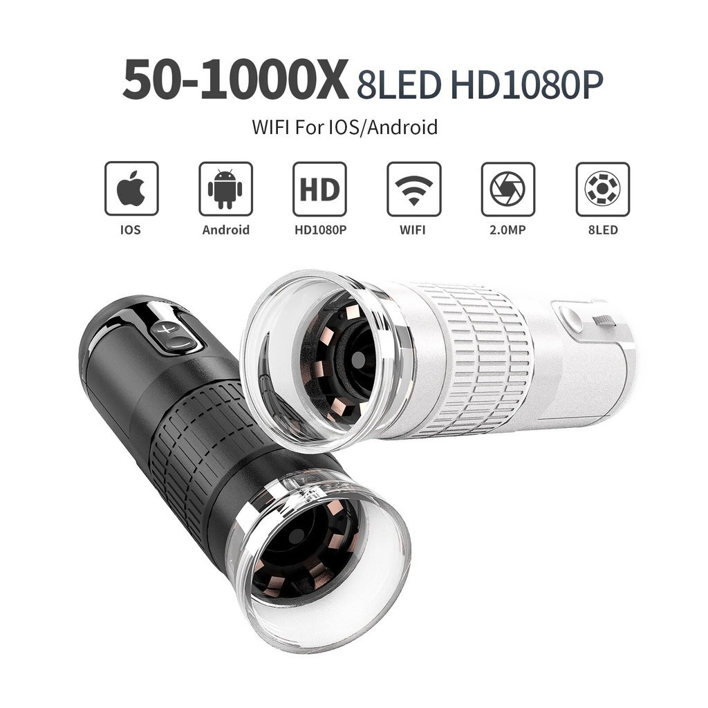 Microscópio Digital De Bolso Sem Fio Microscópios USB 1000X Zoom Com Foco Fixo Ampliador HD LED ...