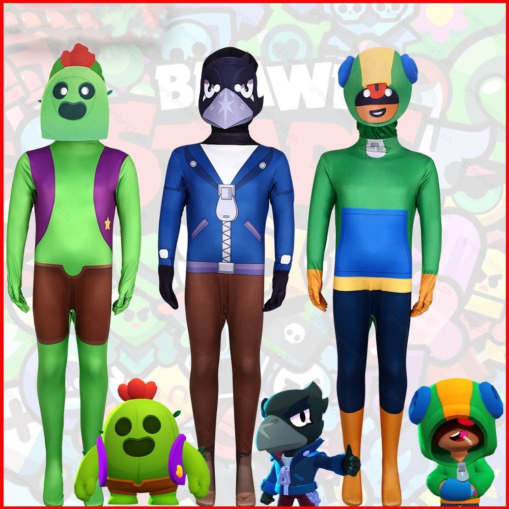 YS Brawl Stars Spike Leon Crow Crianças role play cosplay Pano Traje De ...