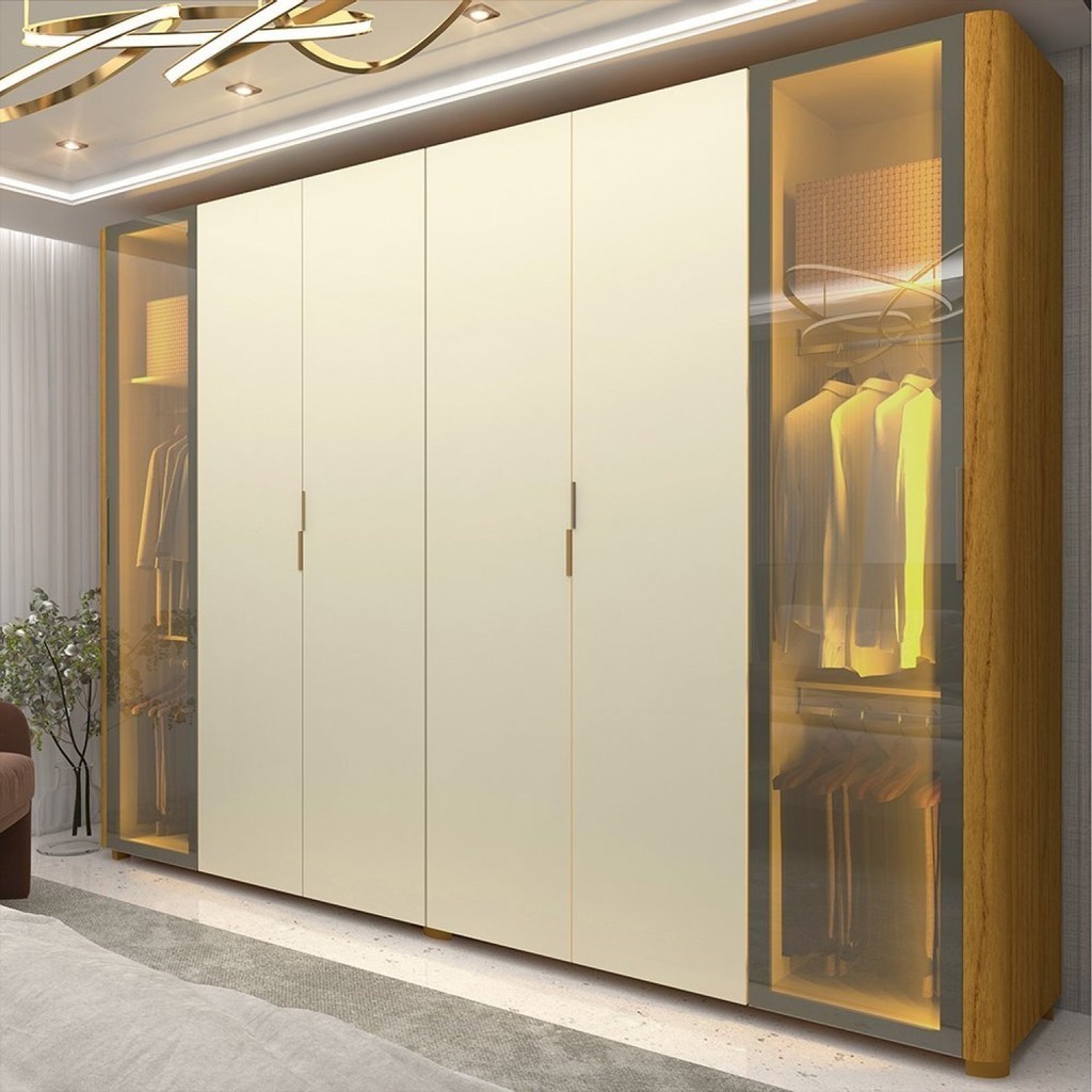 Guarda-roupa Casal 6 Portas com 2 Portas Reflecta com Pés com Led Innova 100% MDF Off White ...