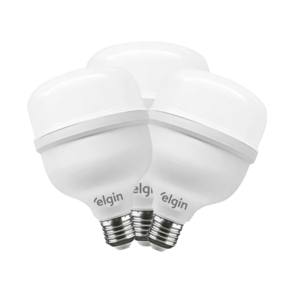 Kit 3 Lâmpadas Bulbo Led 40W Bivolt 6500K Branco Frio Elgin | Shopee Brasil