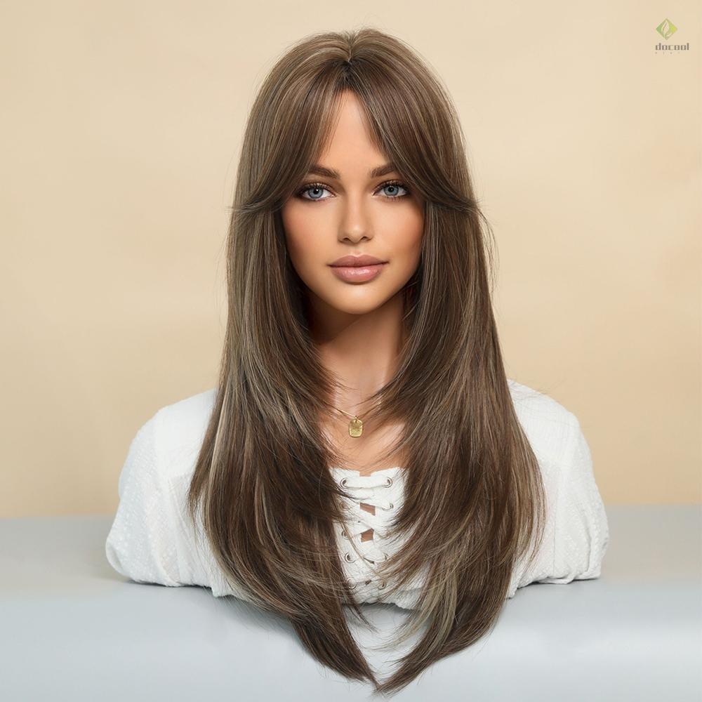 Peruca Longa De Cabelo Humano Com Franja E , Sem Cola , Reta ...