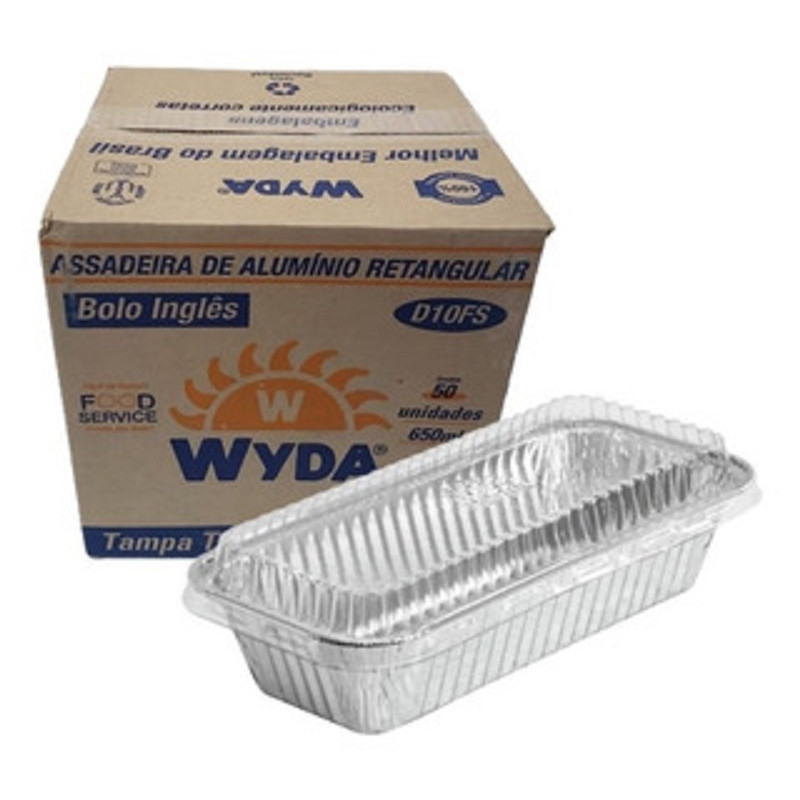 Bandeja Alumínio com Tampa Pet 650ml Bolo Inglês D10FS Caixa c/50 ...