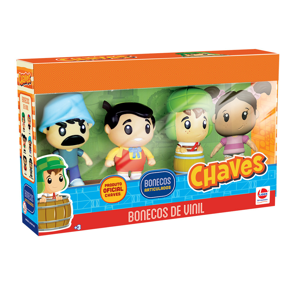 Bonecos de Vinil - Turma do Chaves - Kit: Popis, Chaves no Barril ...