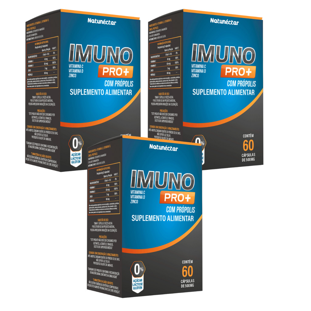 Kit 3 Potes Imuno Pro + Natunectar Suplemento Alimentar Natural ...