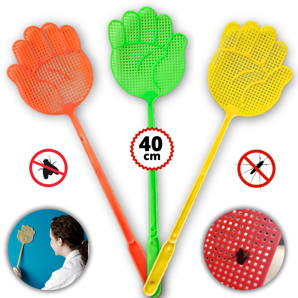 Kit 1, 2, 4 ou 10 Mata Moscas Mãozinha Insetos Mosquitos Cabo Longo ...