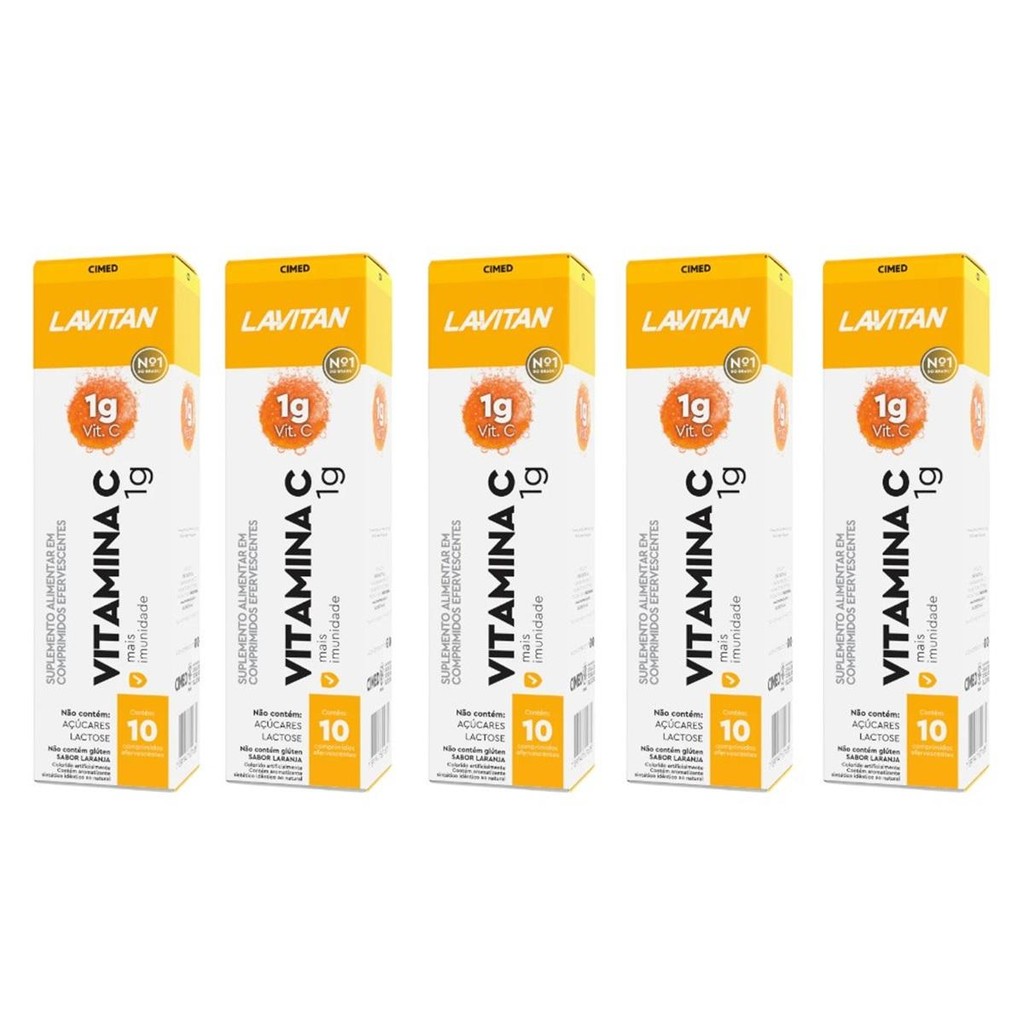 Kit Lavitan Vitamina C 1g Laranja Com 5 Cx De 10 Compri Cada | Shopee ...