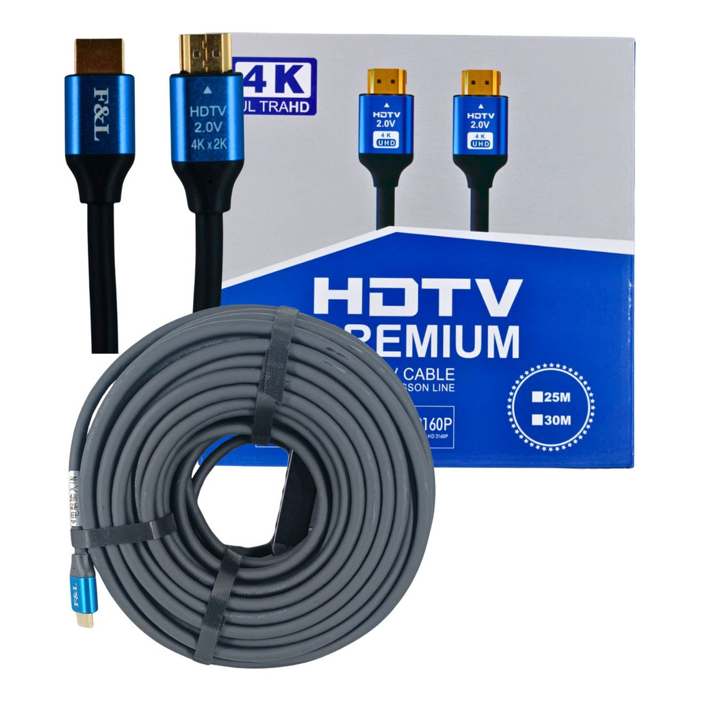 Cabo Hdmi 30 Metros 4k 2.0 Com Conector 24k Gold Blindado | Shopee Brasil