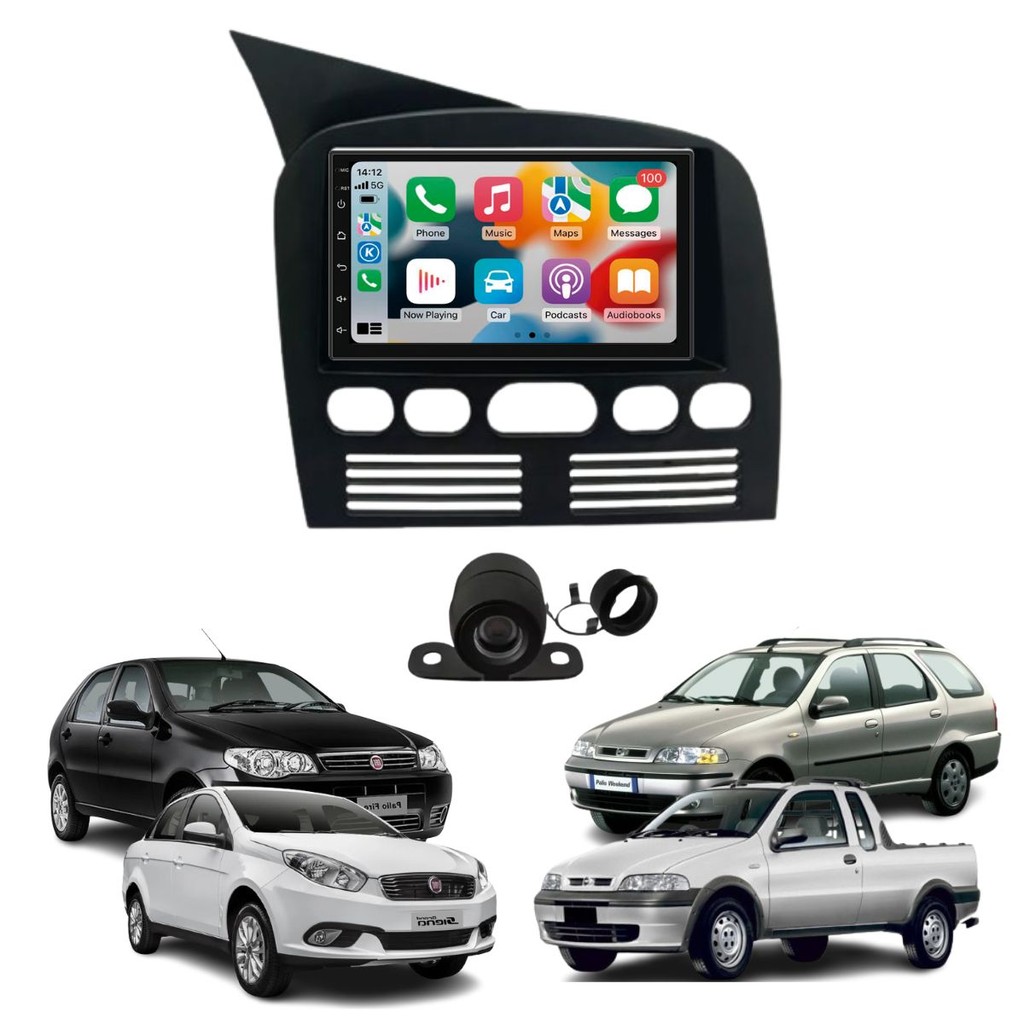 Central Multimídia 7 Polegadas Android GPS WI-FI Carplay USB Fiat ...