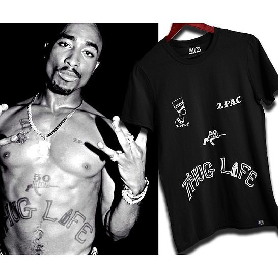 Camiseta Streetwear Algodão Estampa Tupac Shakur thug life hip hop 2pac ...