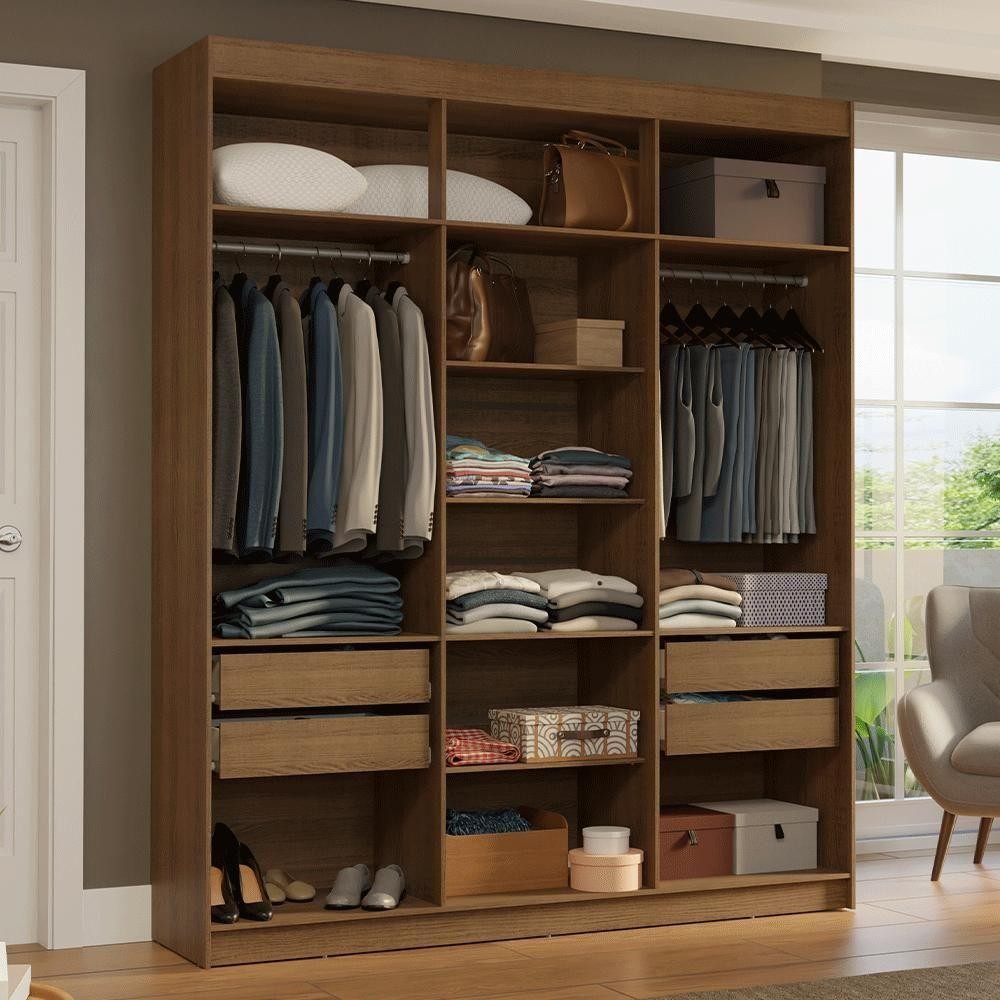 Guarda-roupa Closet 4 Gavetas 180 Cm Venus Madesa Rustic | Shopee Brasil