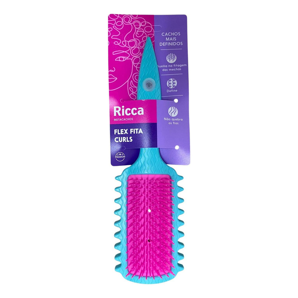 Escova Flex De Fitagem Ricca Curls Cachos Mais Definidos Cor Azul E ...
