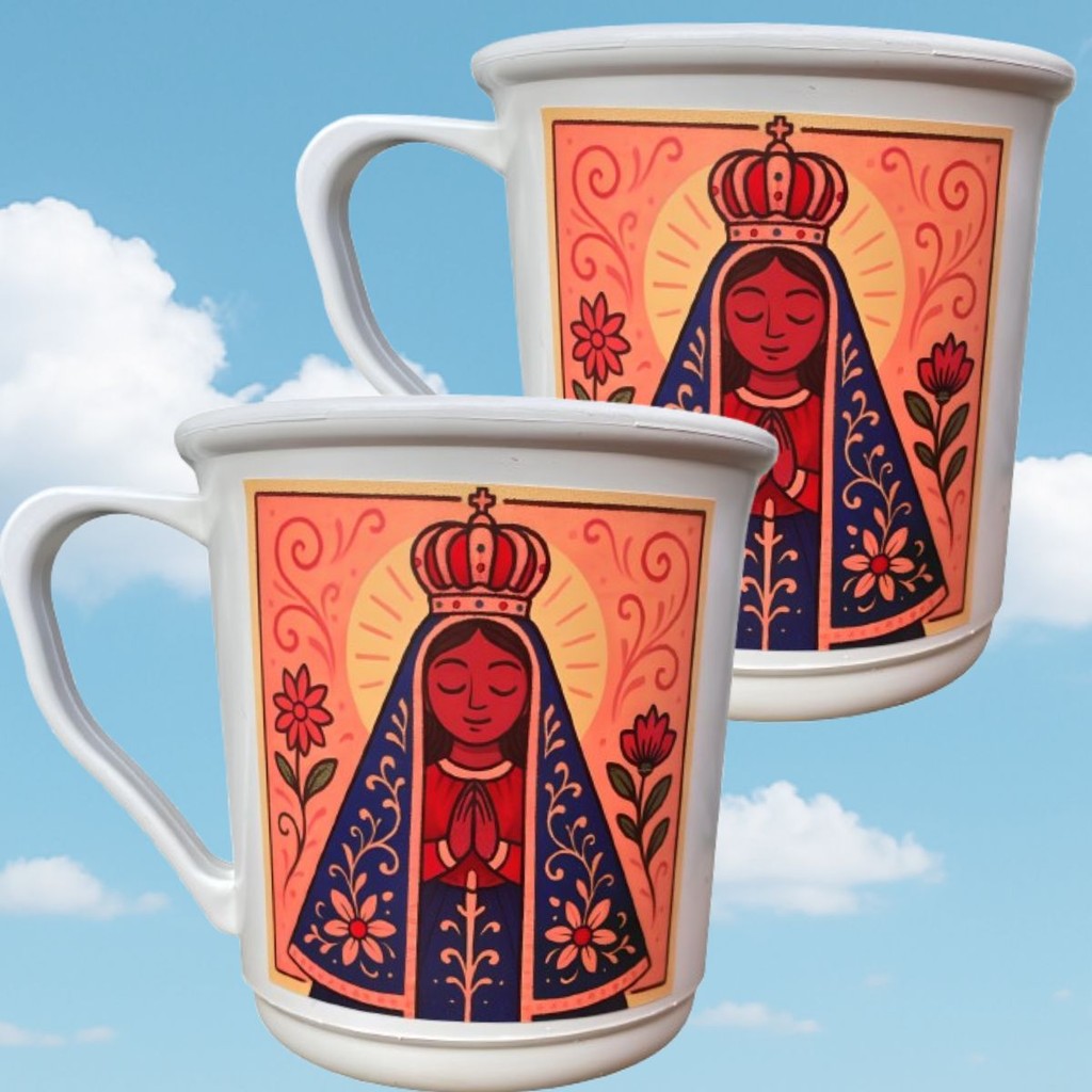 Kit 10 Canecas decorada religiosa nossa senhora maria aparecida santa ...