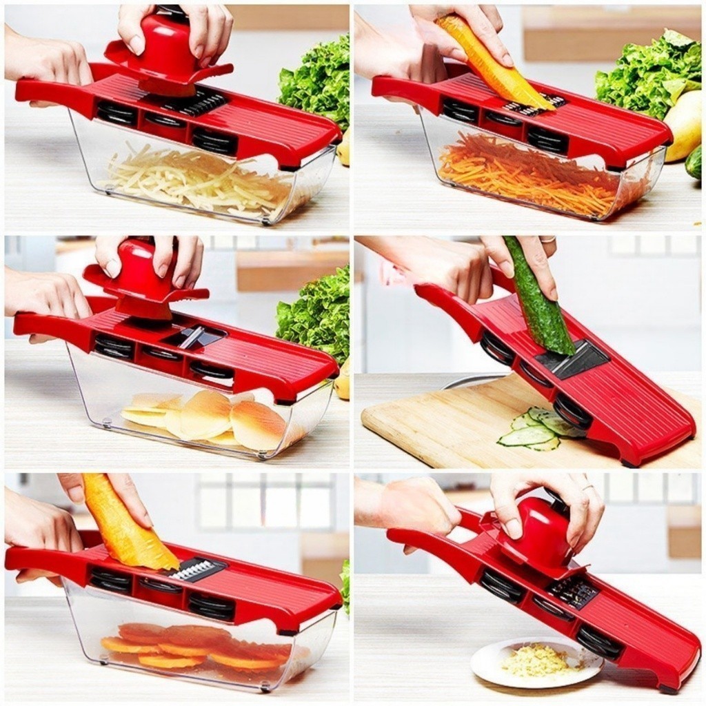 NOVO Mandoline Profissional Cozinha Slicer Aço Inox 10 em 1 Fatiador ...