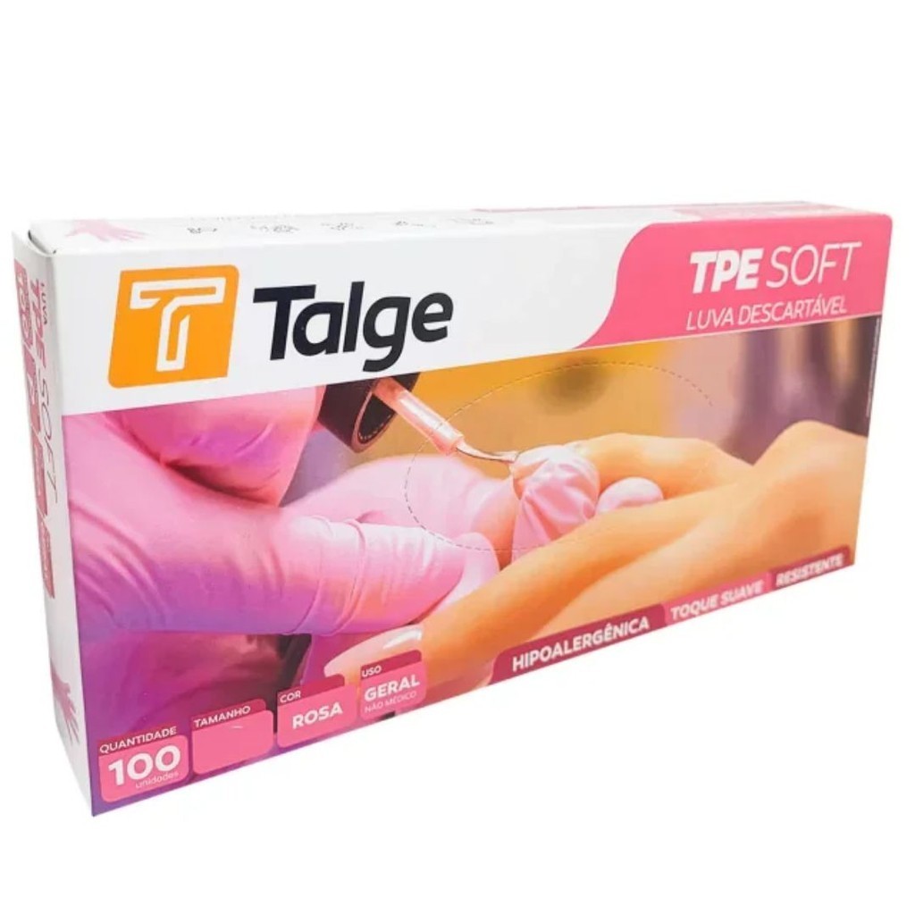 Luva Descartável Procedimento TPE Viniflex Rosa P Sem Pó 100un - Talge ...