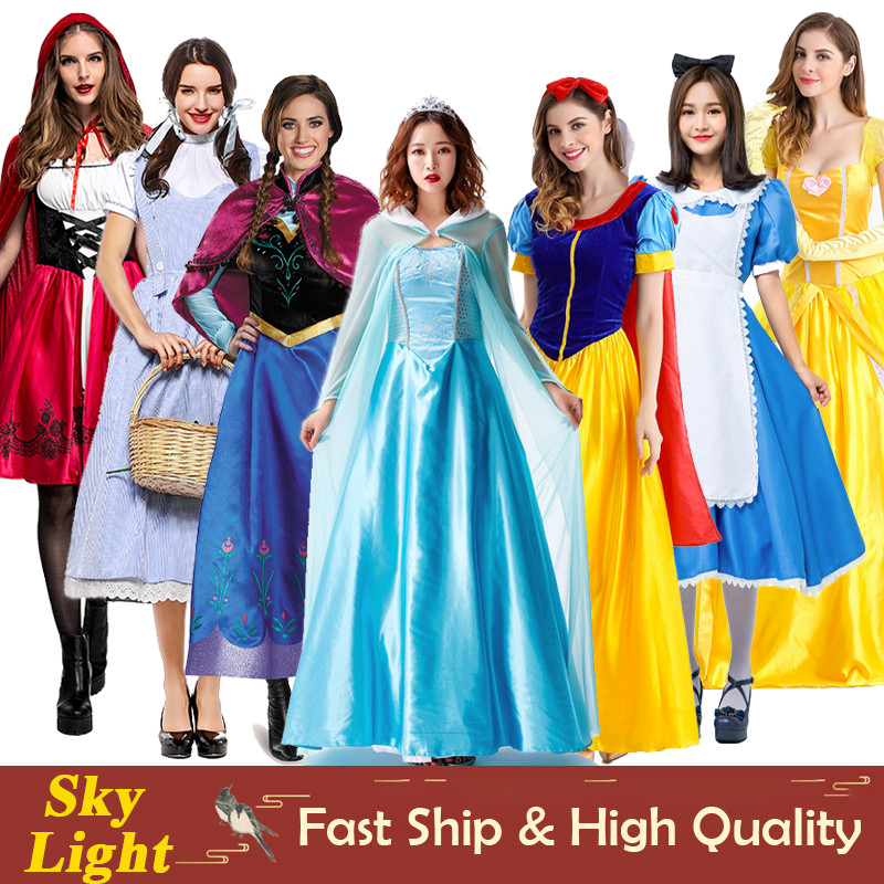 Princesa Belle Elsa Anna Branca De Neve Cosplay Traje Para Mulher ...