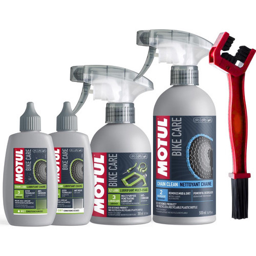 KIT MOTUL BIKE CARE CHAIN CLEAN 500 ML + CHAIN LUBE DRY 100 ML + CHAIN ...