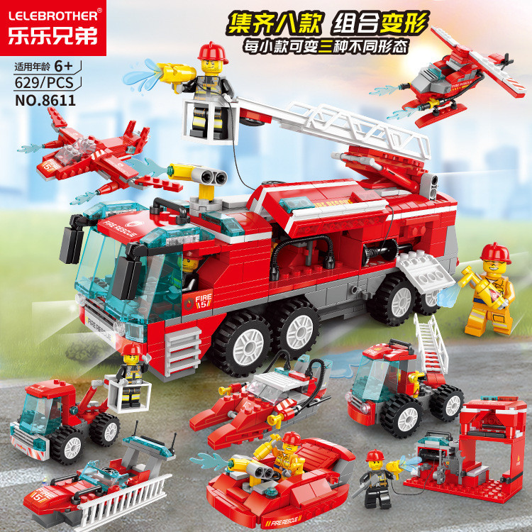 Lele Brothers Fire 8611 (629PCS) 8715 (845PCS) Blocos de construção de ...