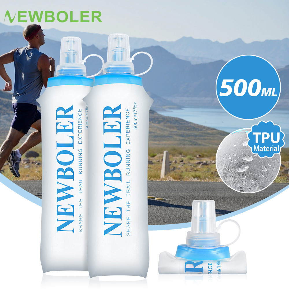NEWBOLER 500ml Garrafa De Água Macia TPU Soft Flask Running Sport Bolsa Dobrável | Shopee Brasil
