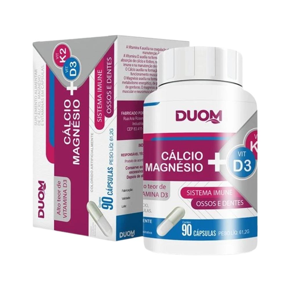 Suplemento Alimentar Cálcio D3 Mag K2 90 Cps - Duom | Shopee Brasil
