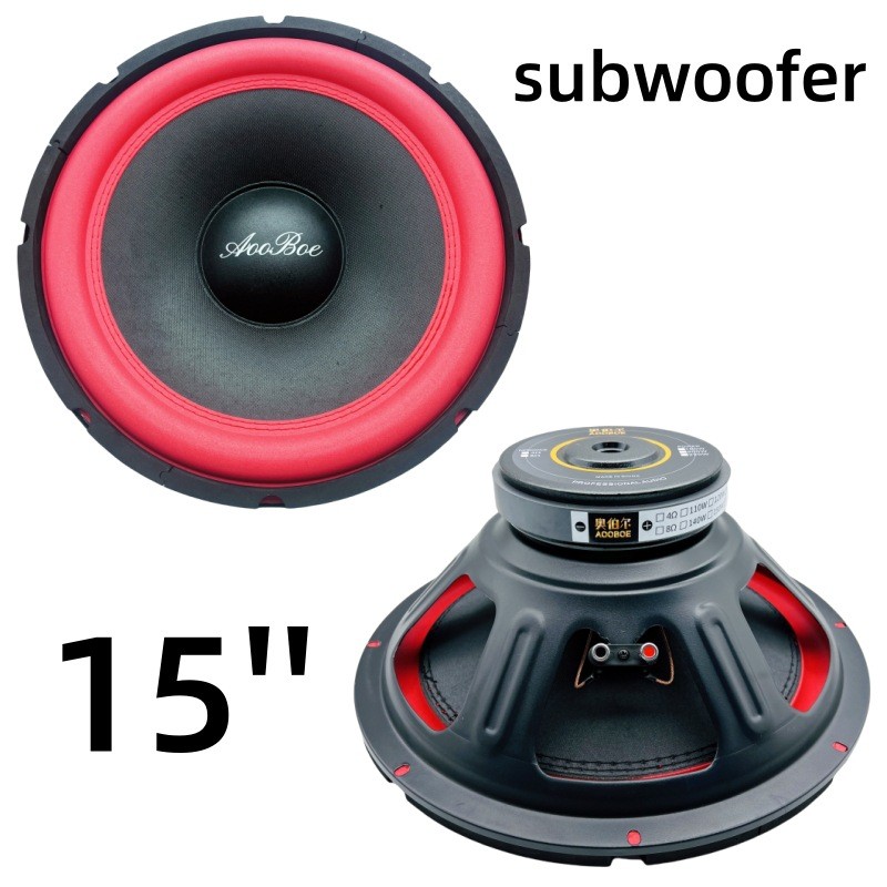 Alto-falante Subwoofer de 15 Polegadas com Woofer Vermelho, Borda Grande em Forma de Bolha ...