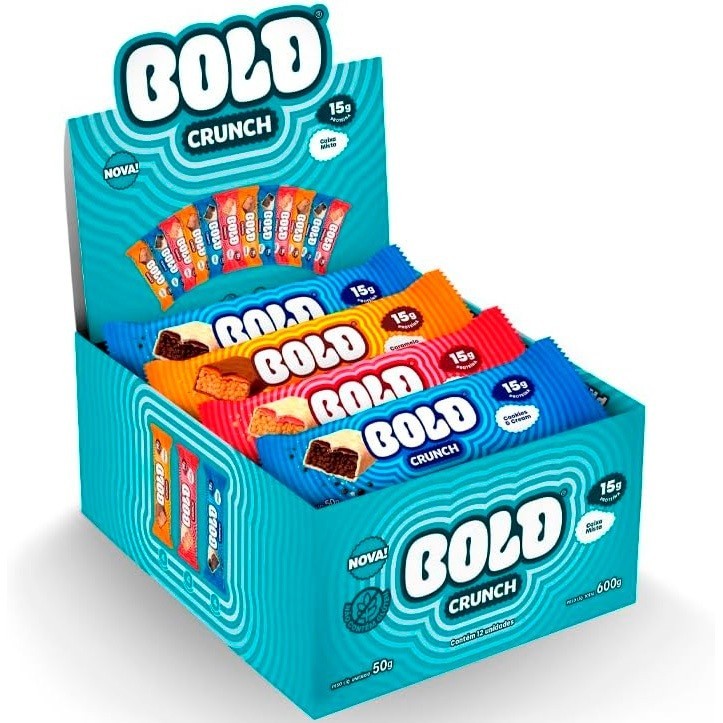Barra de Proteína Bold Bar Crunch (Caixa Mista 3 Sabores) - 12un x 50g ...