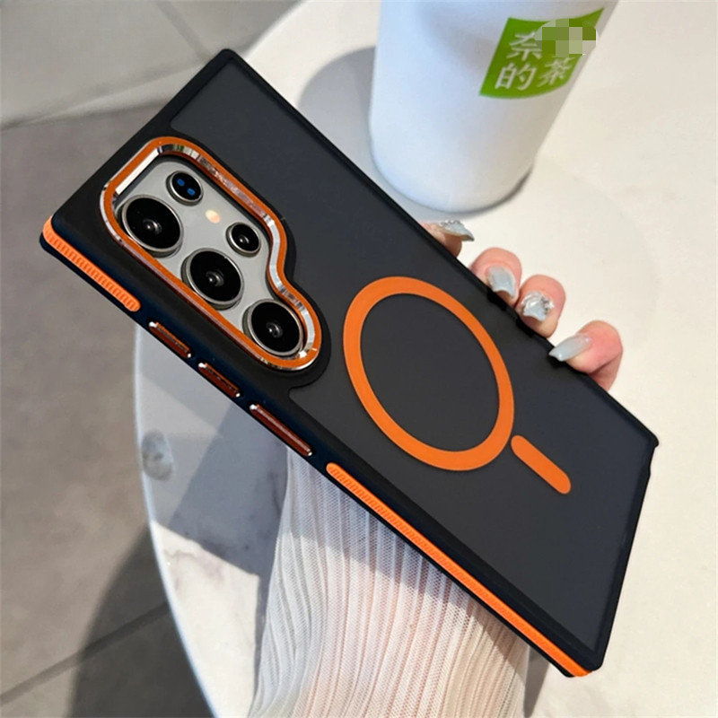 Capa Magnética Dupla Cor De Luxo Fosca Para Telefone Samsung Galaxy S24 S23 S22 Ultra S23 Plus ...