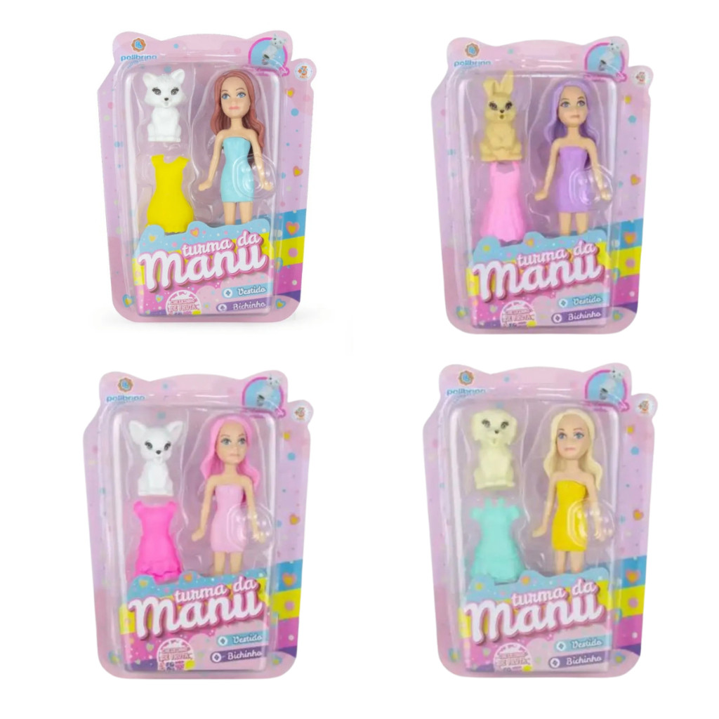 Kit 4un Bonequinha Turma da Manu com Acessórios Tipo Polly e Lol Com ...