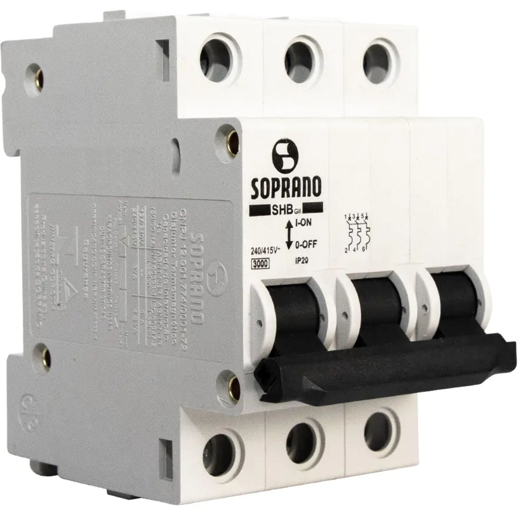 Disjuntor Trifásico Trilho Din 50a Soprano Curva C | Shopee Brasil