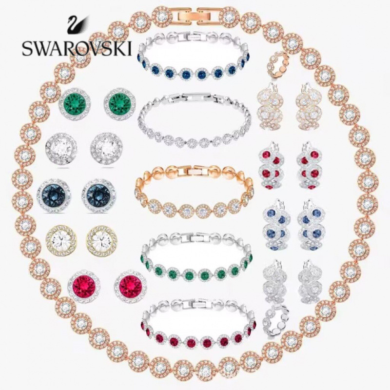 Swarovskee Jewelry Set Cristal Colar Incrustado, Pulseira Angélica ...