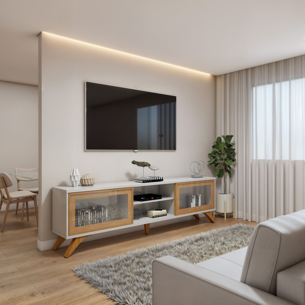 Rack para Tv até 75 Polegadas 2 Portas de Correr Reflecta 218cm Atlanta ...