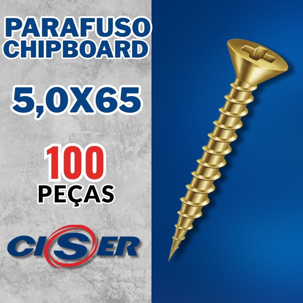 Parafuso Ciser 5,0x65 Cabeça Chata Phillips – 100 Unidades | Aço ...