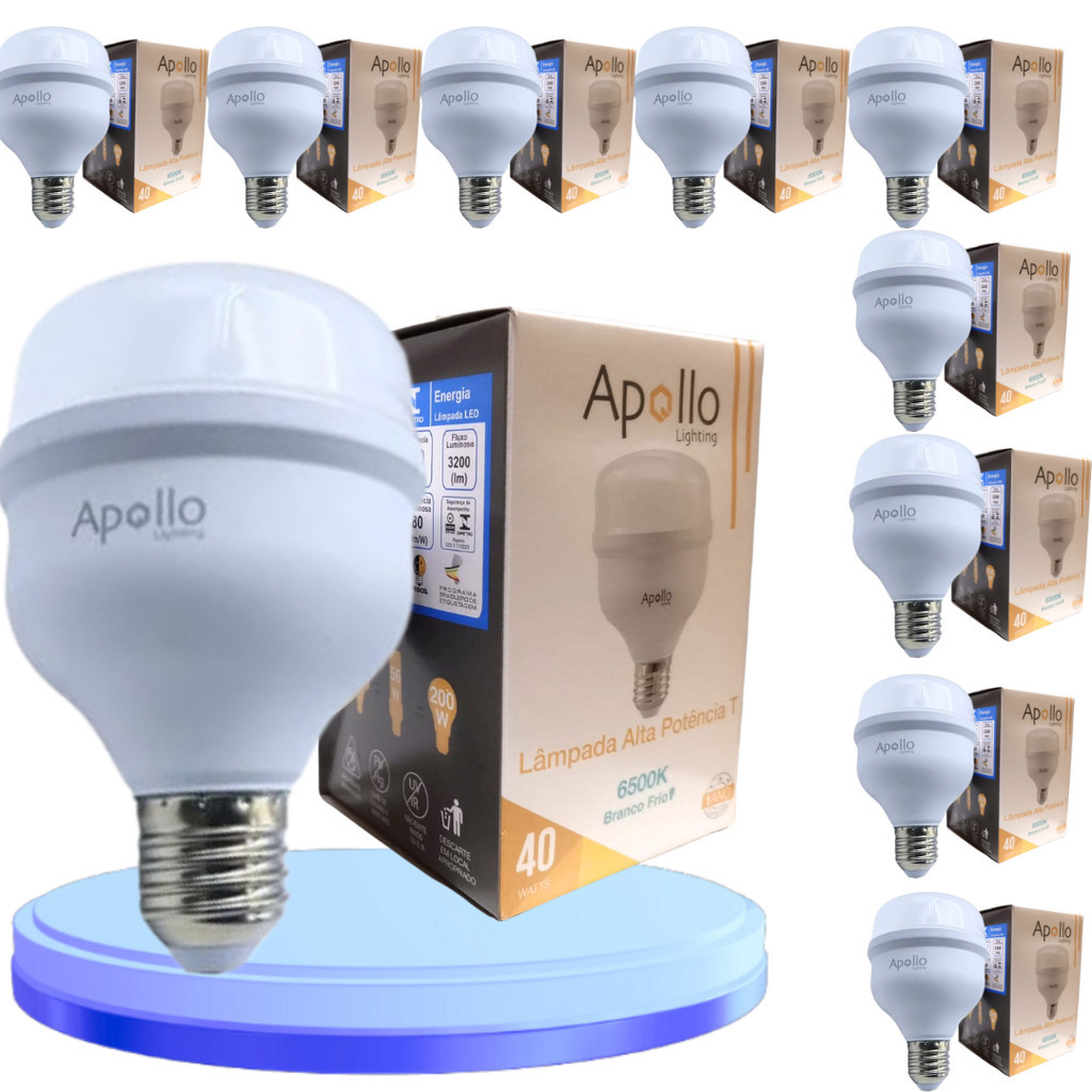 Kit 20 Lâmpada Led Bulbo 40w Alta Potencia Branco Frio 6500k Bivolt 110V-220V | Shopee Brasil