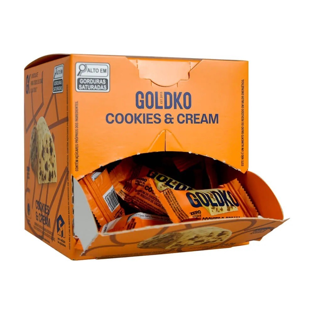 Bombom Cookies Cream Goldko Zero Açúcar 18 Unidades 243g Gold Ko ...