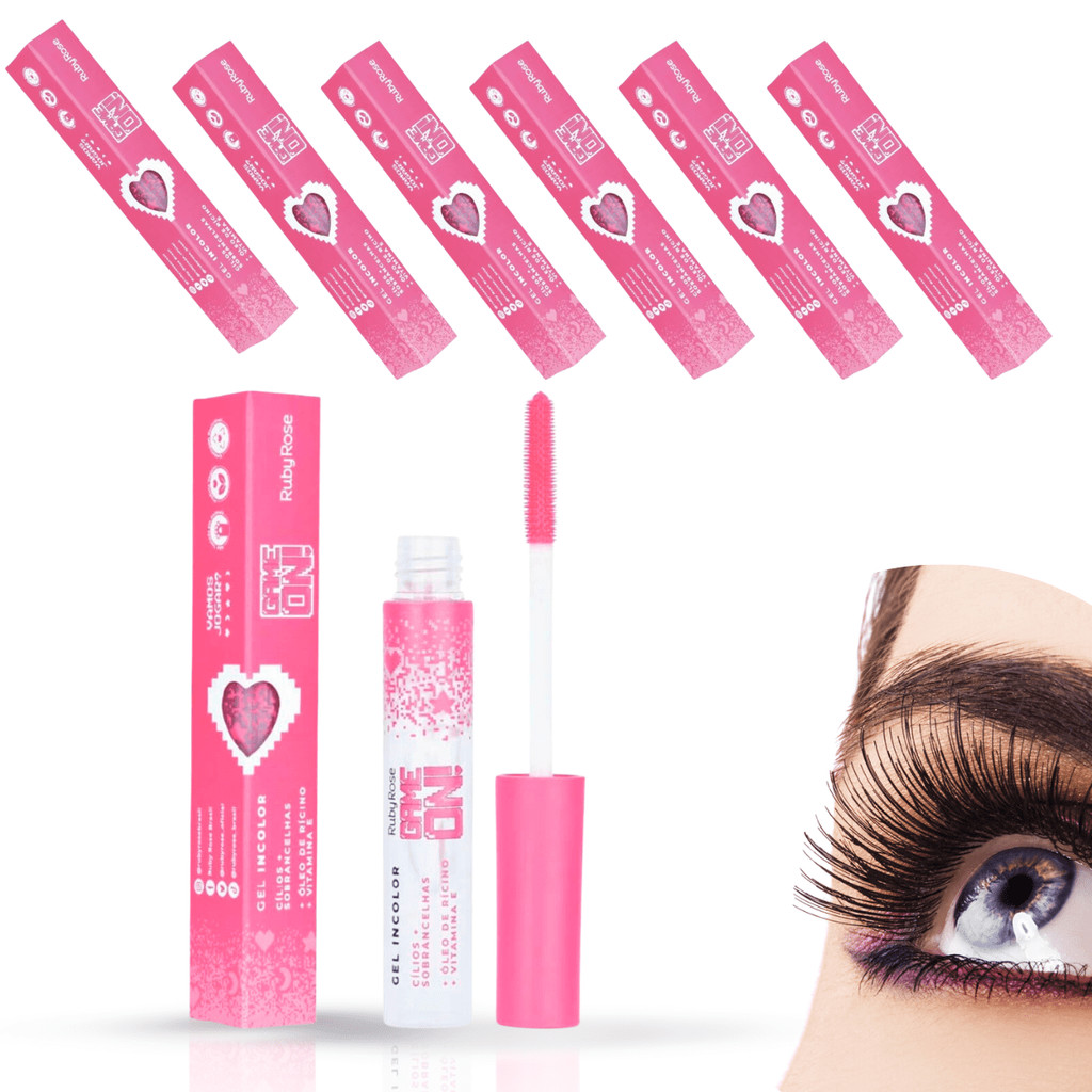 6 Gel Incolor Ruby Rose 2 Em 1Cilios E Sobrancelhas Game On Box ...