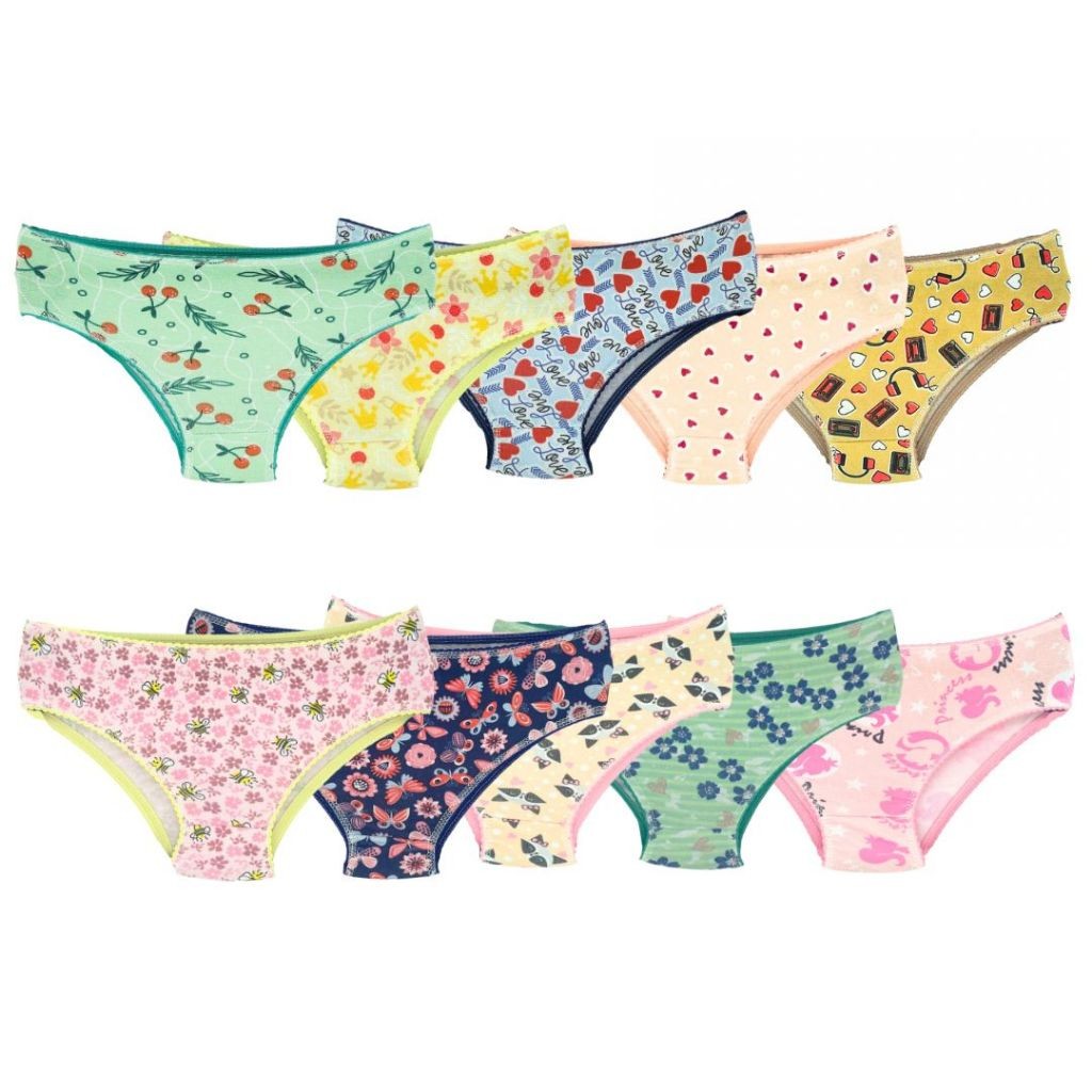 Kit 10 Calcinha Infantil Estampa Microfibra de Menina Criança De 01 a ...
