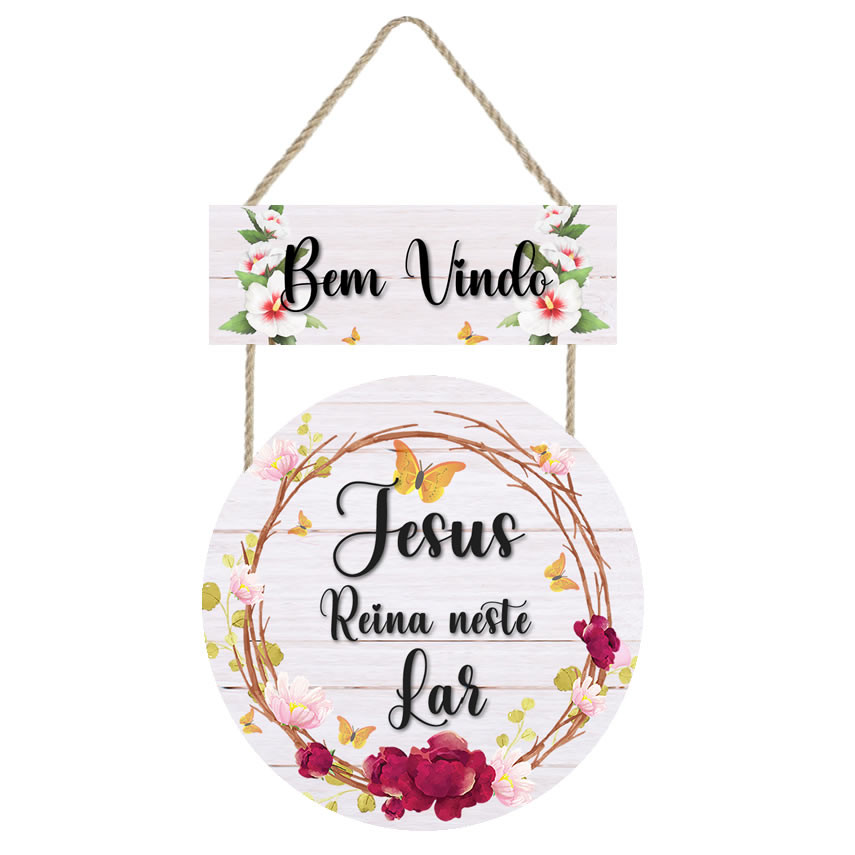 Placa decorativa Bem vindo Jesus neste lar PL299 | Shopee Brasil