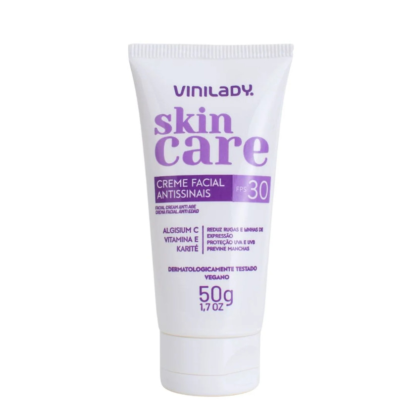 Creme Hidratante Facial Antissinais FPS 30 50g - Vini Lady | Shopee Brasil