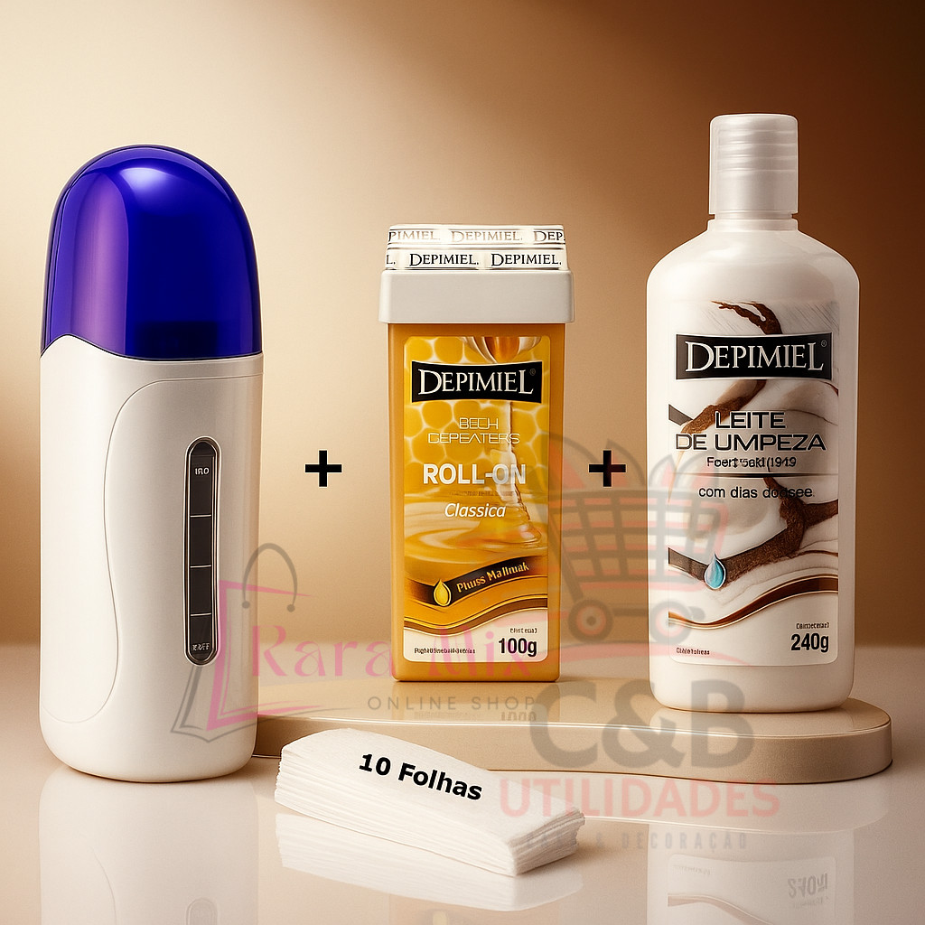 Kit Aquecedor Cera Roll On + Cera Depilatória + Leite De Limpeza Pós ...