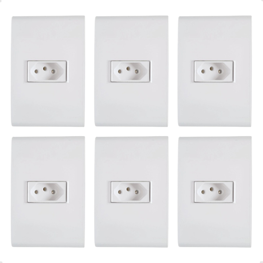 Kit 6 Tomada Simples 20A Liz 4X2 Branca Embutir Tramontina | Shopee Brasil