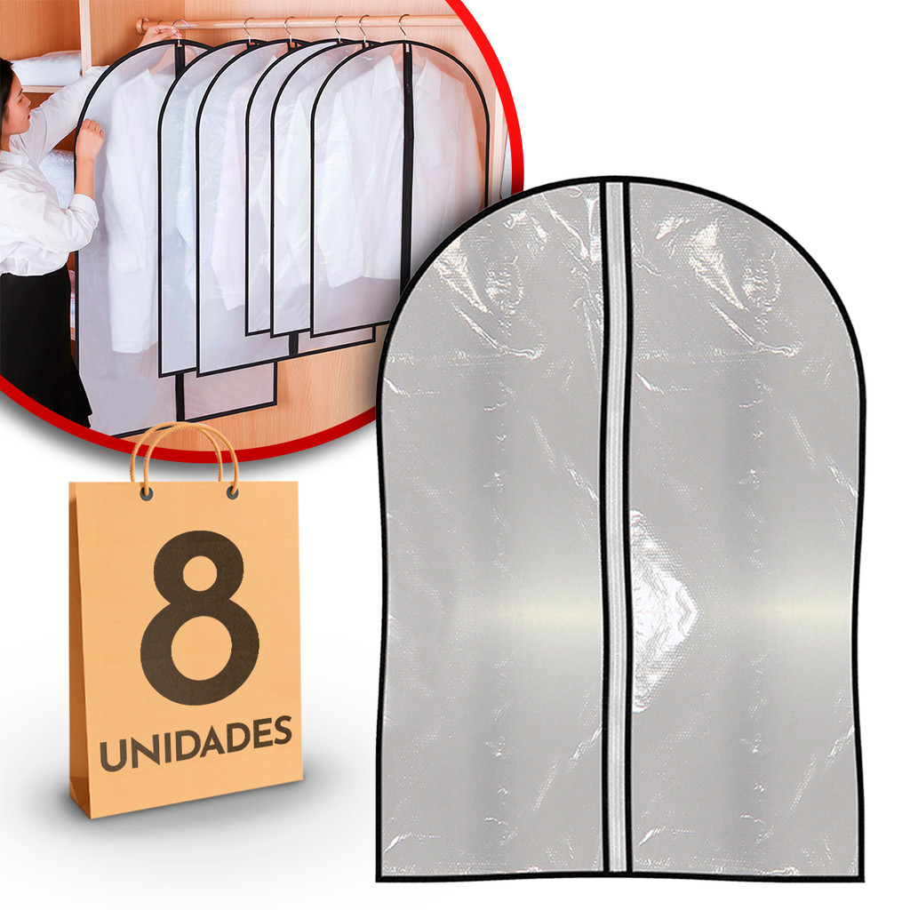 Kit 8 / 3 / 5 Capas Impermeável Para Ternos Vestidos Com Zíper Anti ...