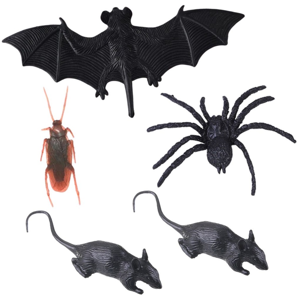 Insetos Falsos Kit com 5 Pegadinha Barata Aranha Rato Morcego Halloween ...