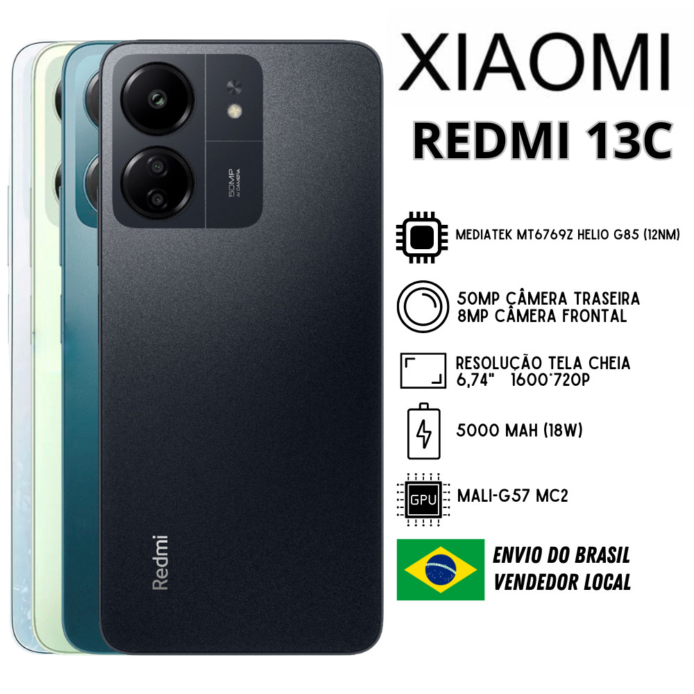 Xiaomi Redmi 13C 128GB ROM / 4GB RAM Versão Global | Smartphone 4G , ROM Global , Câmera 50MP ...