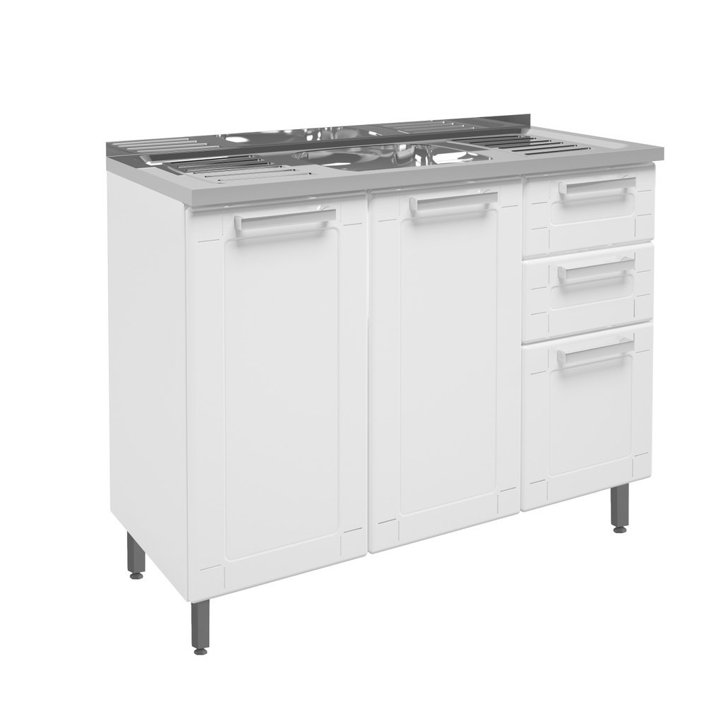 Gabinete Aço Cozinha +Pia Inox 105 Cm -Apartamento-Bertolini | Shopee ...