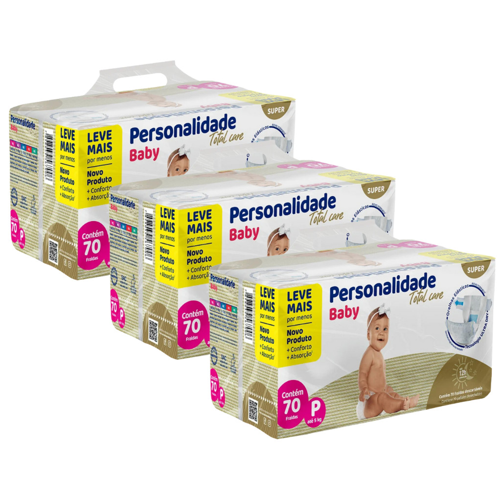 Lote 3 Personalidade Baby Total Care Super Bag P 70 Unidades | Shopee ...