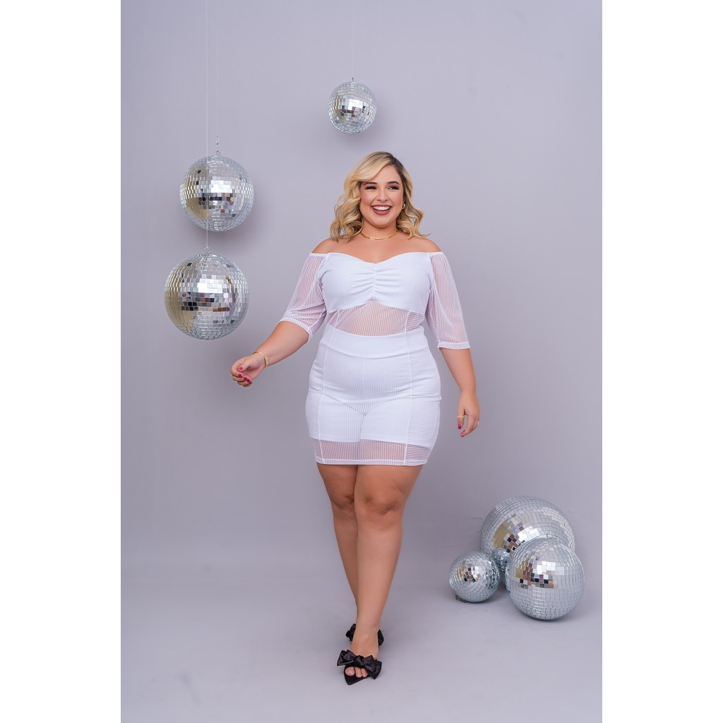 Vestido Plus Size Luxo Com Tule Moda Gringa Feminino | Shopee Brasil