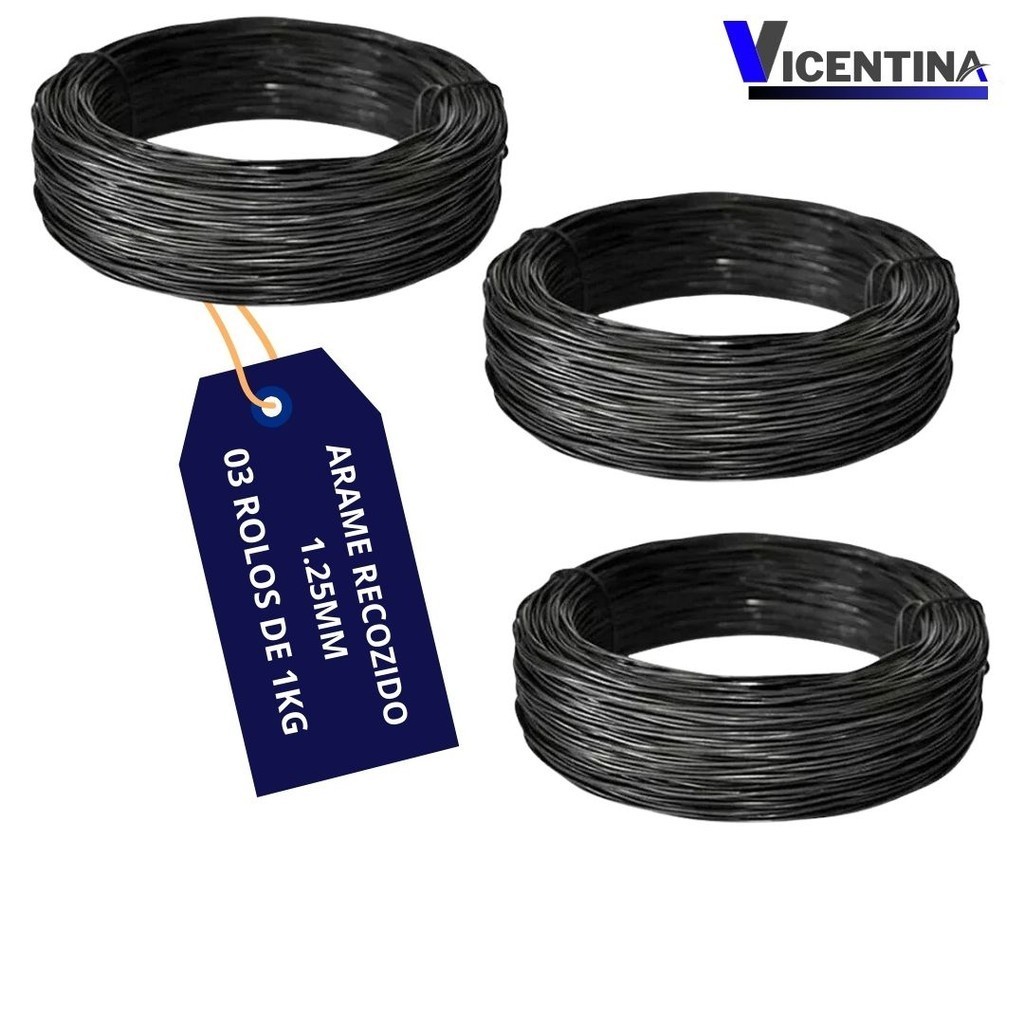 Arame Aço Recozido BWG18 1.25mm Vicentina 1Kg Kit 3 Unidades | Shopee ...
