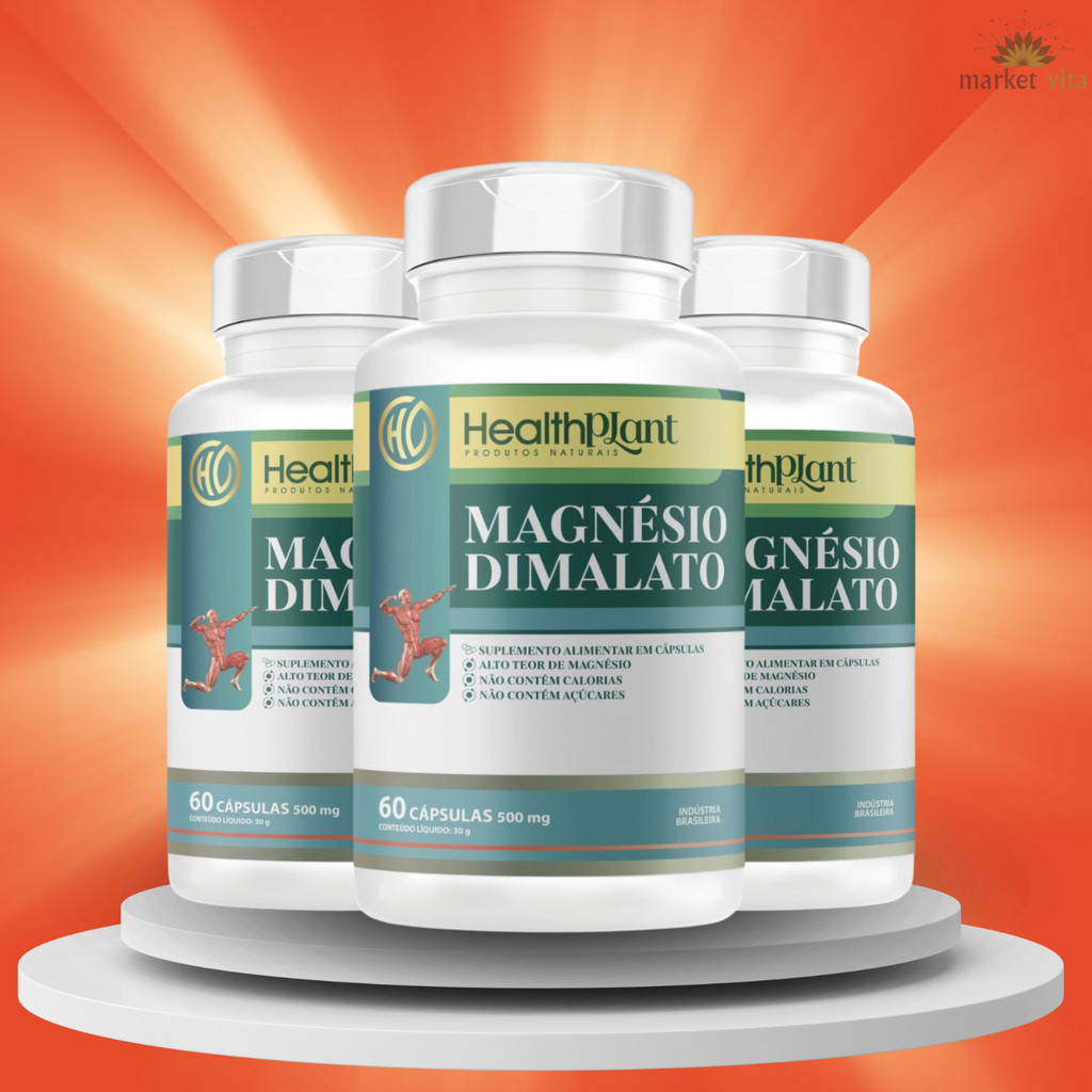 3 x Magnésio Dimalato 100% Puro Alta Qualidade Com 60 Capsulas | Shopee Brasil