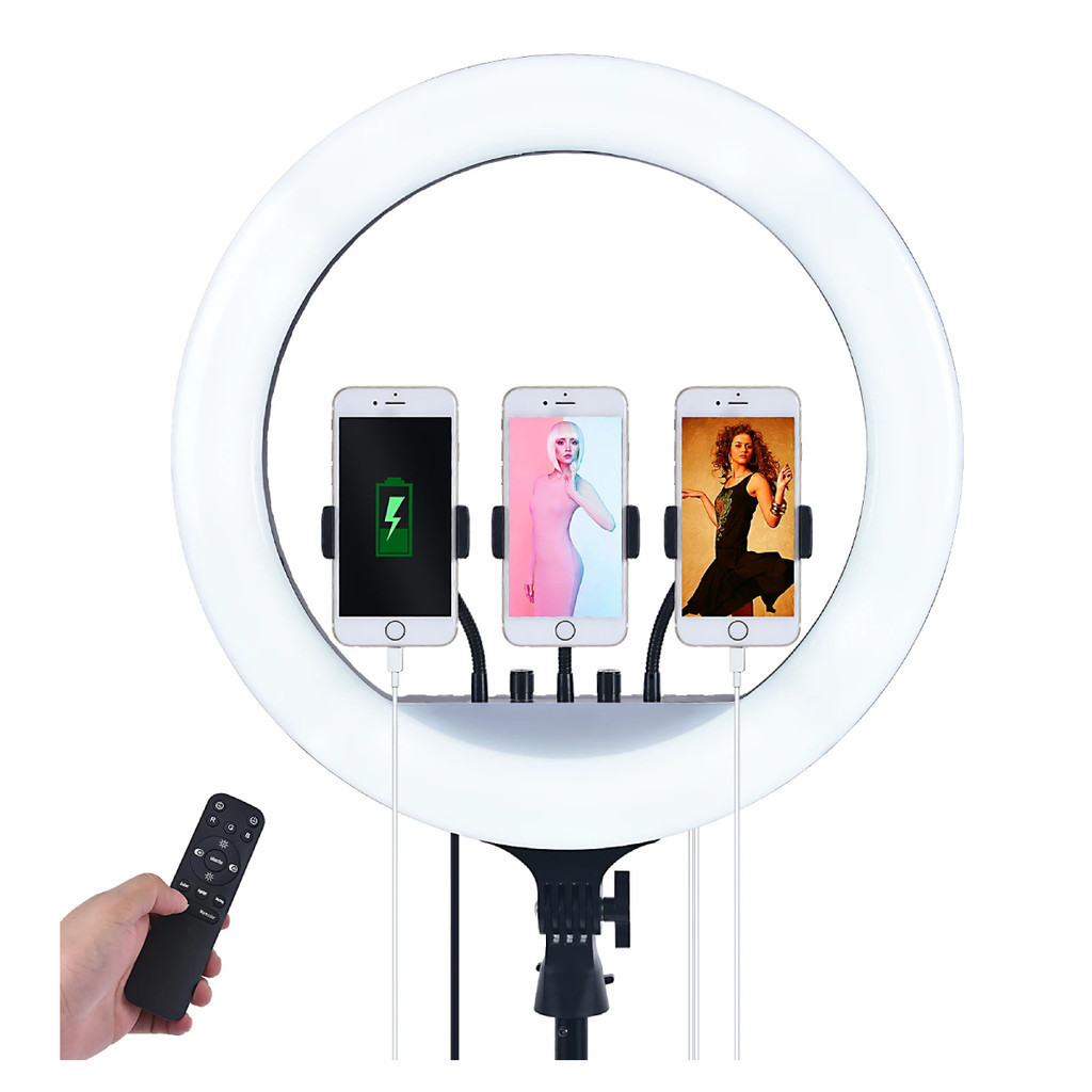 Ring Light LED RGB Iluminador 45cm com Suporte para Celular e Controle ...