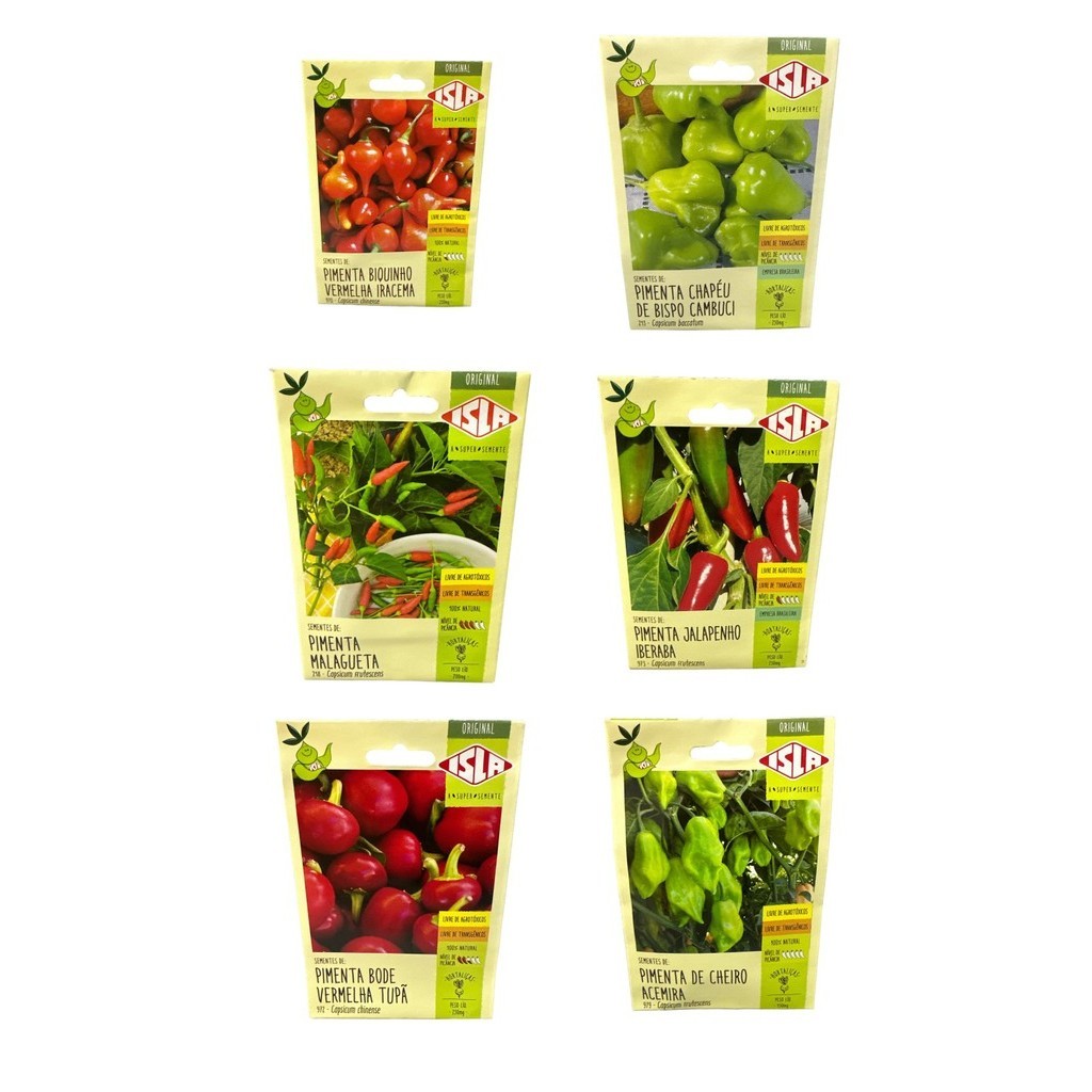 Kit Sementes Minha Horta De Pimenta Variadas 6 Cartelas | Shopee Brasil